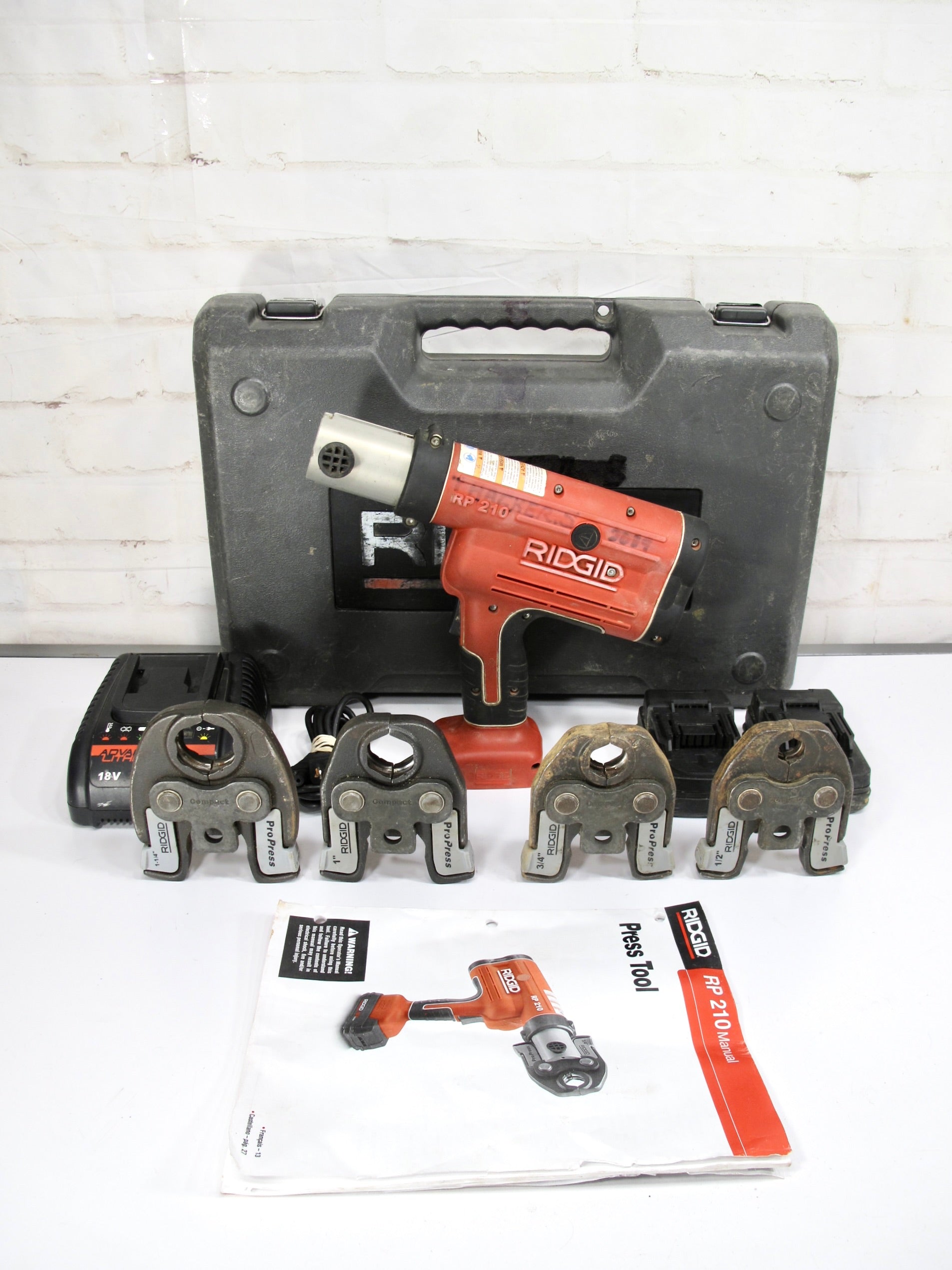 Ridgid 31028 RP 210 ProPress Compression Tool w/ 1-1/4" 1" 3/4" 1/2" J ...