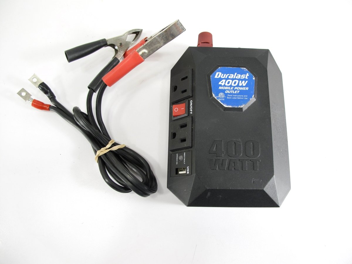 Duralast PL-400W Mobile Power Outlet 400W 800W Peak DC to AC Inverter ...