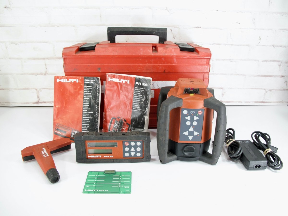 Hilti PR 26 Green Rotary Laser Level w/ PRA 26 Receiver Remote & PRA 8 ...