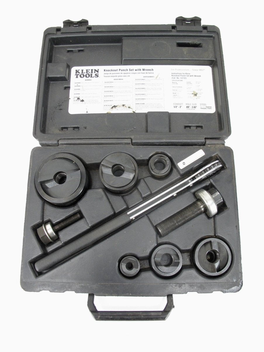 Klein Tools 53732SEN Ratcheting Conduit Knockout Punch Set 1/2" to 2 ...