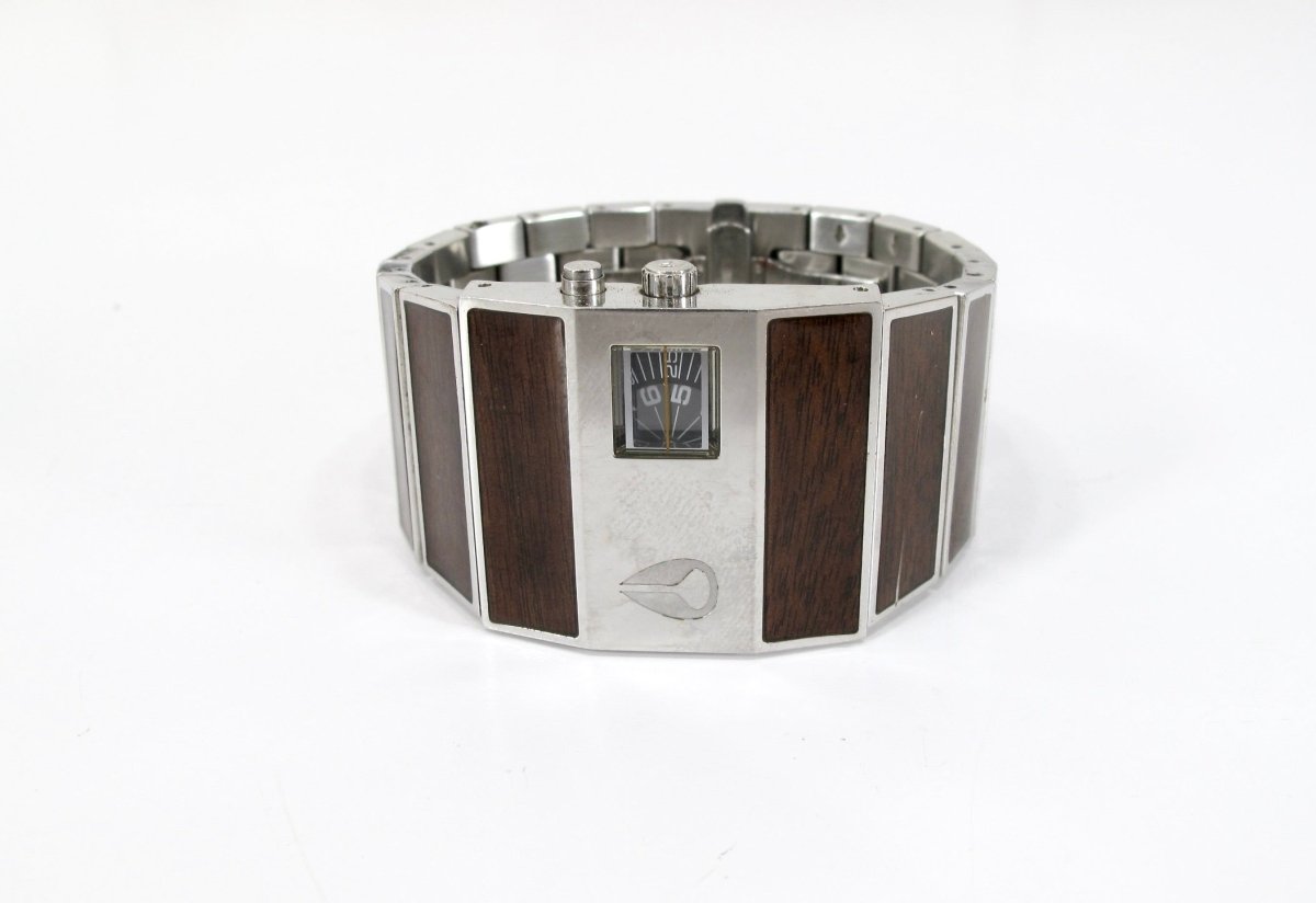 Nixon Rotolog Stainless & Woodgrain Quarts Watch 7 Inches – ZeereeZ